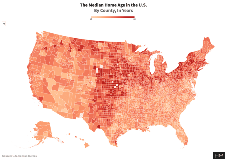 The Median Age of Homes in the United States by Build Year (Data Study ...